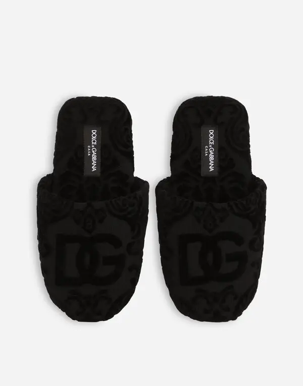 Dolce & Gabbana Jacquard Cotton Terry Slippers Cotton Slippers
