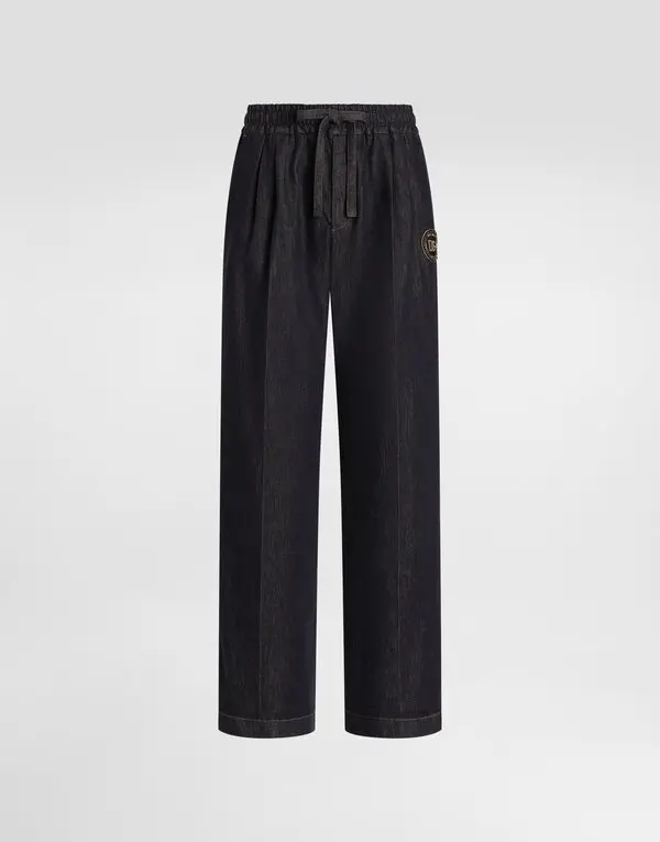 Dolce & Gabbana Denim Joggers With Patch Denim Multi-colored
