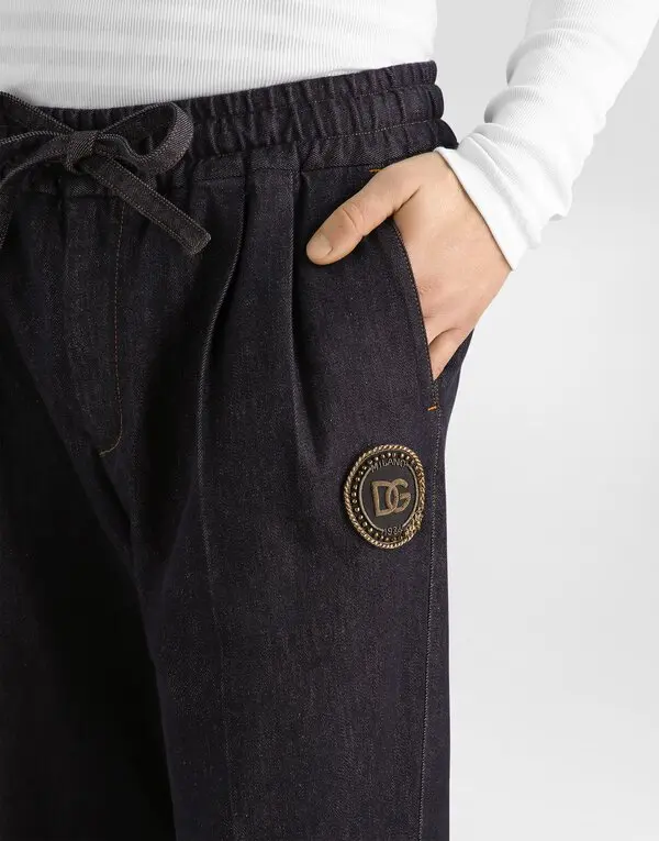 Dolce & Gabbana Denim Joggers With Patch Denim Multi-colored