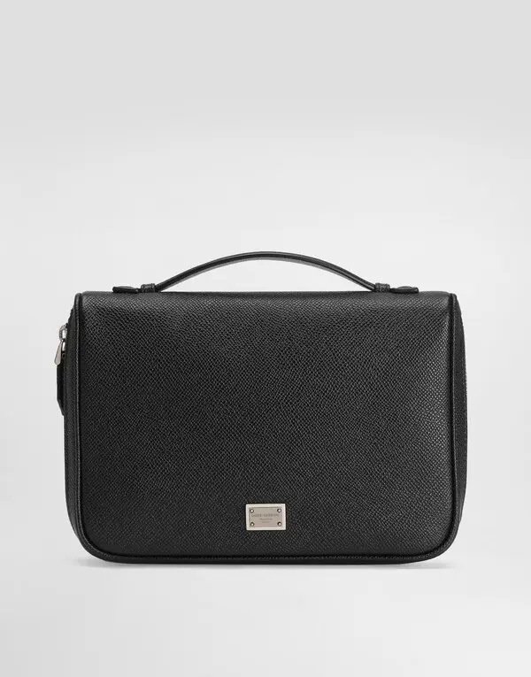 Dolce & Gabbana Sicily Alpine Calfskin Necessaire Crossbody Bags - Black