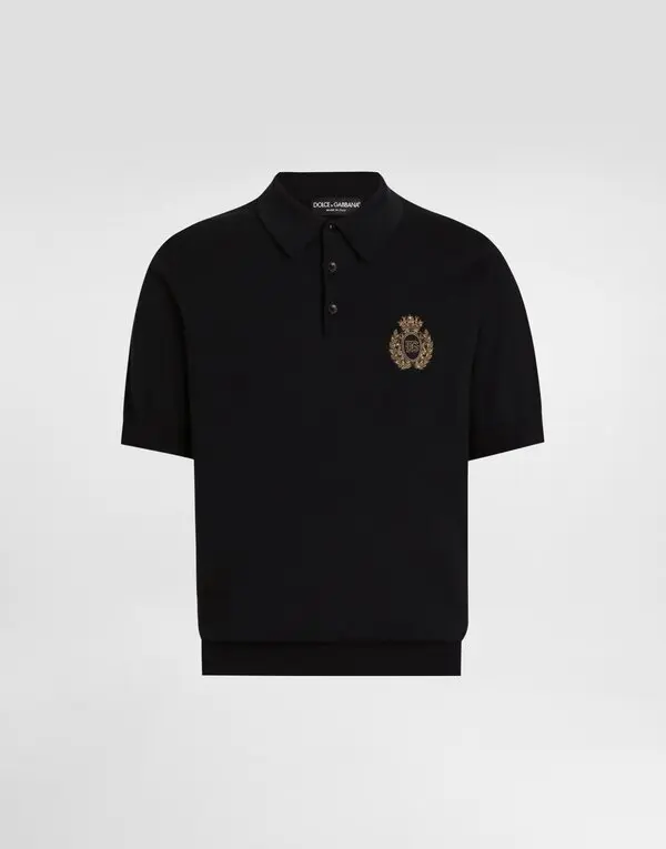Dolce & Gabbana Cotton Polo-shirt With Heraldic Patch Sweaters And Cardigans