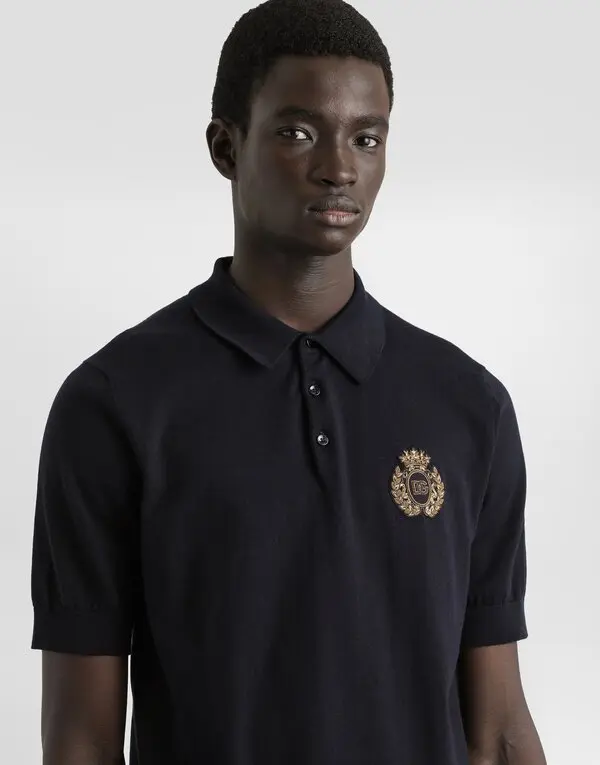 Dolce & Gabbana Cotton Polo-shirt With Heraldic Patch Sweaters And Cardigans