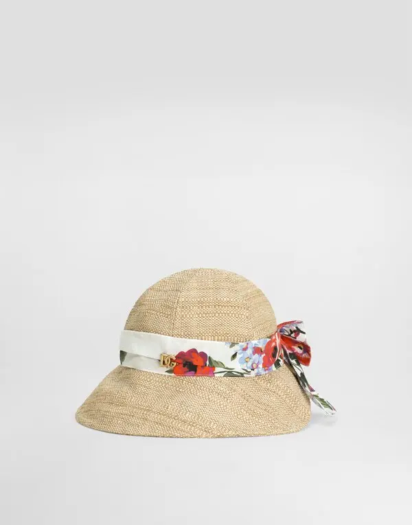 Dolce & Gabbana Floral-print Band Raffia Hat Accessories Multi-colored