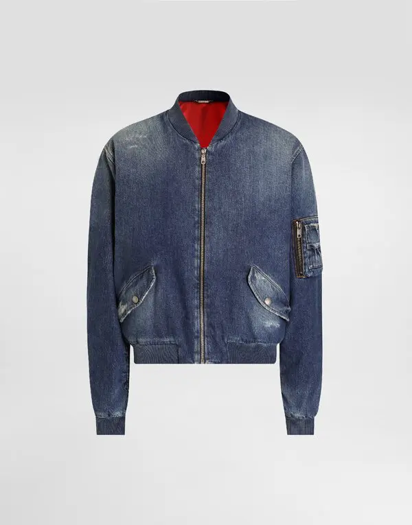 Dolce & Gabbana Denim Bomber Jacket Denim Multi-colored