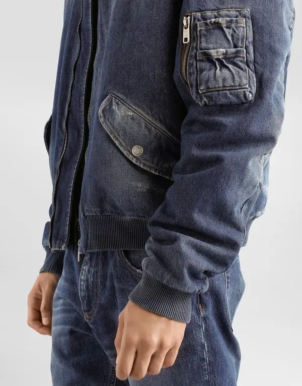Dolce & Gabbana Denim Bomber Jacket Denim Multi-colored