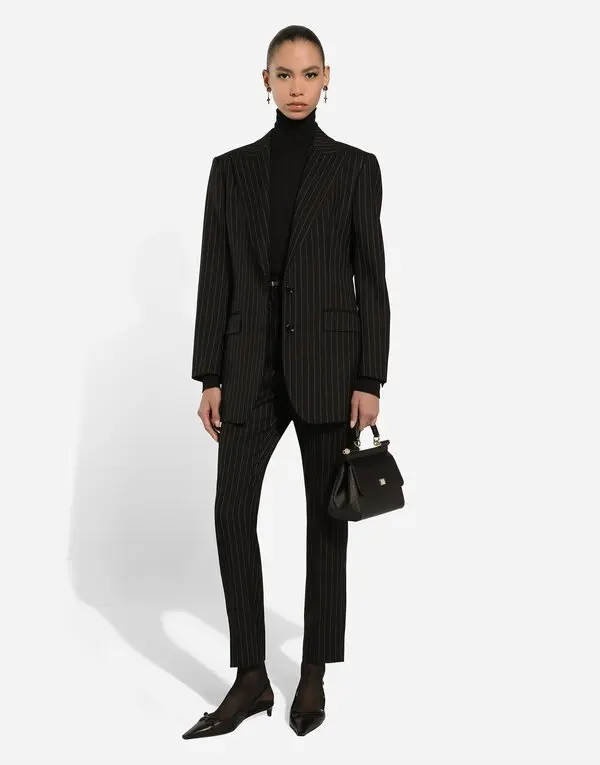 Dolce & Gabbana Single-breasted Pinstripe Wool Jacket Blazers Multi-colored