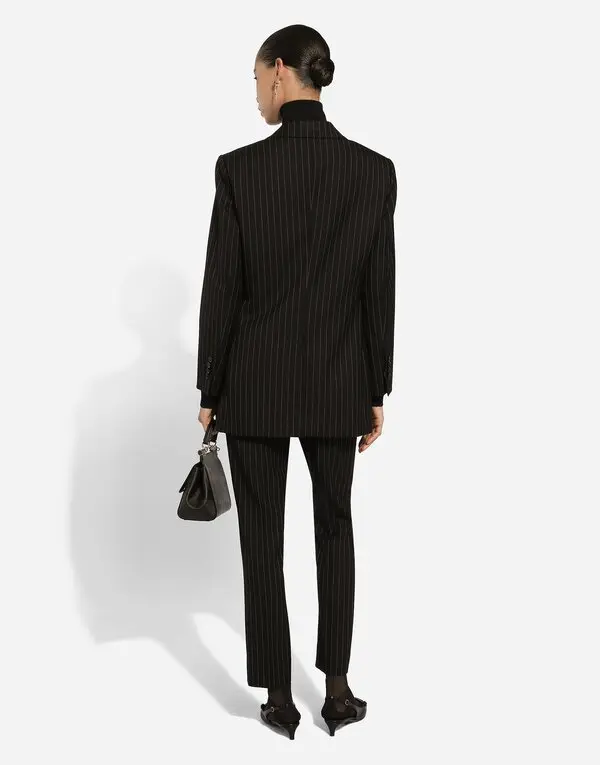 Dolce & Gabbana Single-breasted Pinstripe Wool Jacket Blazers Multi-colored