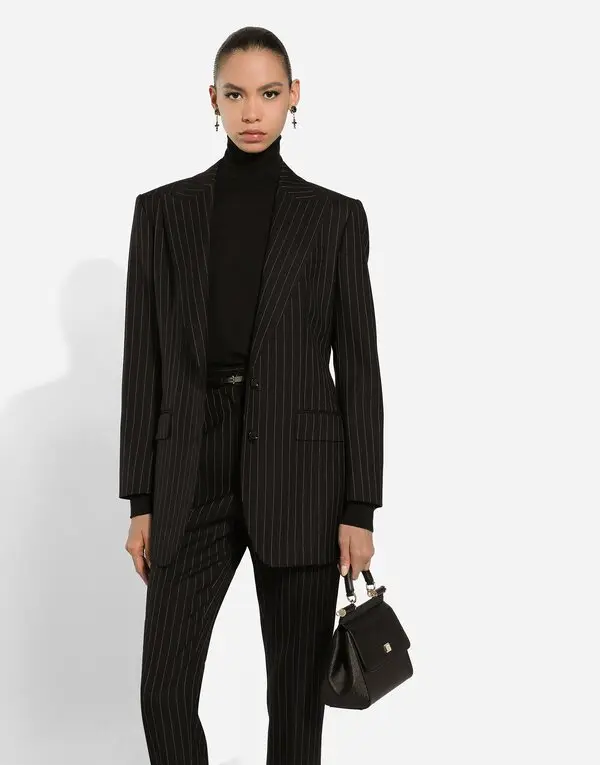 Dolce & Gabbana Single-breasted Pinstripe Wool Jacket Blazers Multi-colored