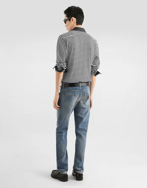 Dolce & Gabbana Striped Jersey Gold Shirt Shirts