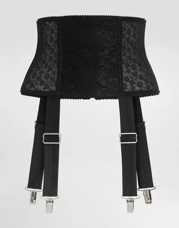 Dolce & Gabbana Stretch Marquisette Corset Belt With Garters Belts - Black