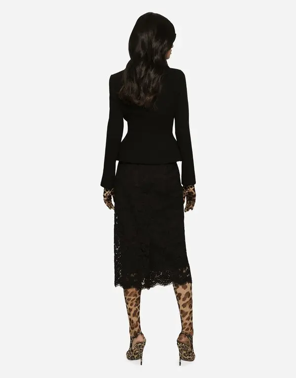 Dolce & Gabbana Branded Stretch Lace Midi Skirt Skirts