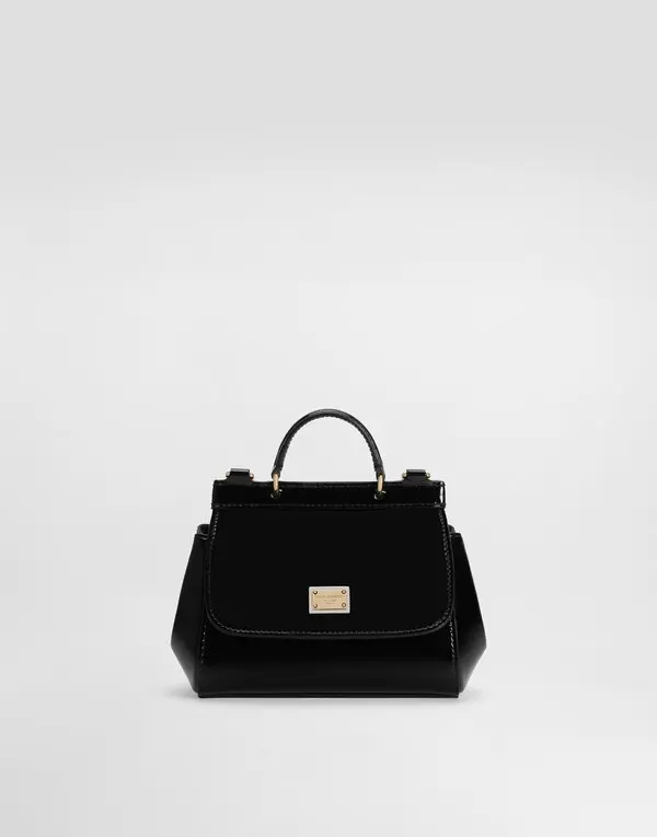 Dolce & Gabbana Mini Sicily Bag In Patent Leather - Black