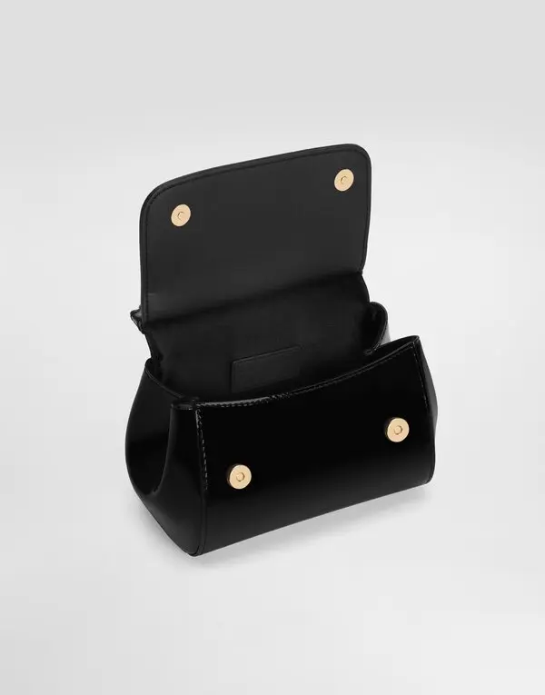 Dolce & Gabbana Mini Sicily Bag In Patent Leather - Black