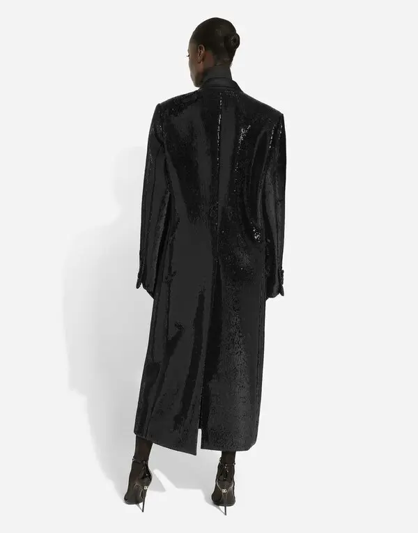 Dolce & Gabbana Micro-sequined Double-breasted Coat Coats And Jackets Scuba
