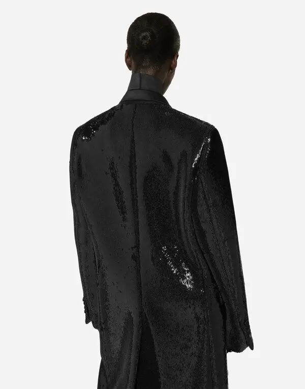 Dolce & Gabbana Micro-sequined Double-breasted Coat Coats And Jackets Scuba