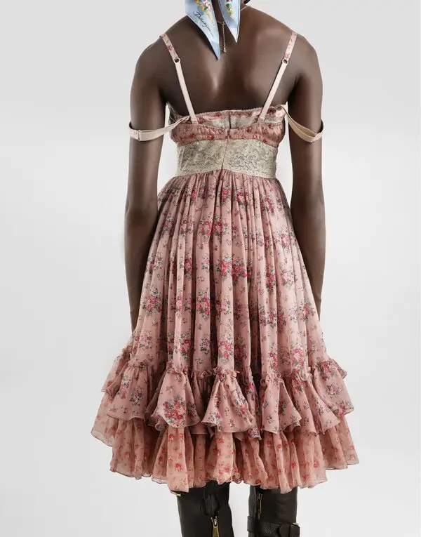 Dolce & Gabbana Floral Print Chiffon Midi Dress