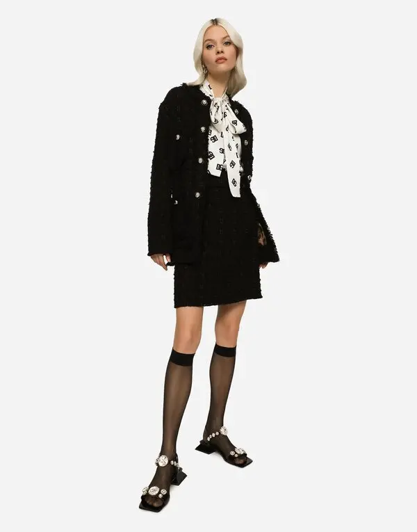 Dolce & Gabbana Rush-stitch Skirt With Side Slit Skirts