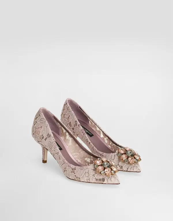 Dolce & Gabbana Lace Pumps With Brooch Detailing - Blush