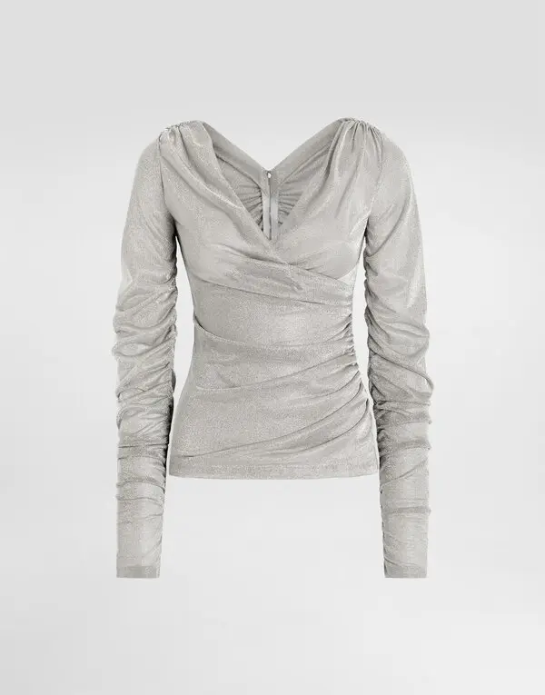 Dolce & Gabbana Lamé Jersey Top Shirts And Tops - Silver