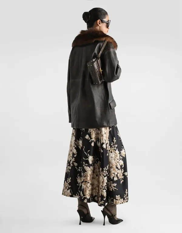 Dolce & Gabbana Leather Jacket With Fur Collar Coats And Jackets