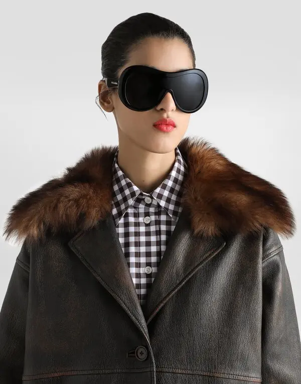 Dolce & Gabbana Leather Jacket With Fur Collar Coats And Jackets