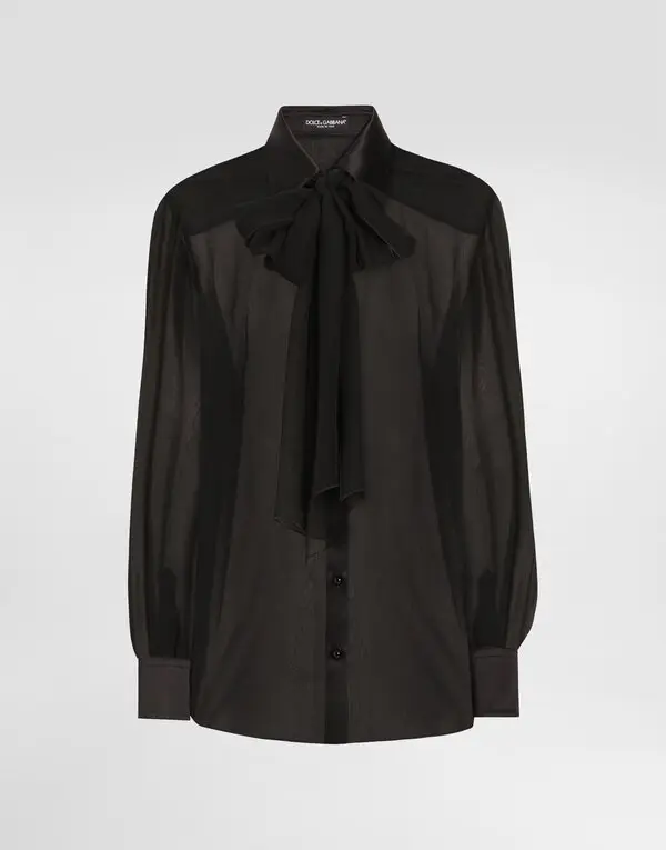 Dolce & Gabbana Silk Chiffon Shirt With Pussy-bow Shirts And Tops Silk - Black