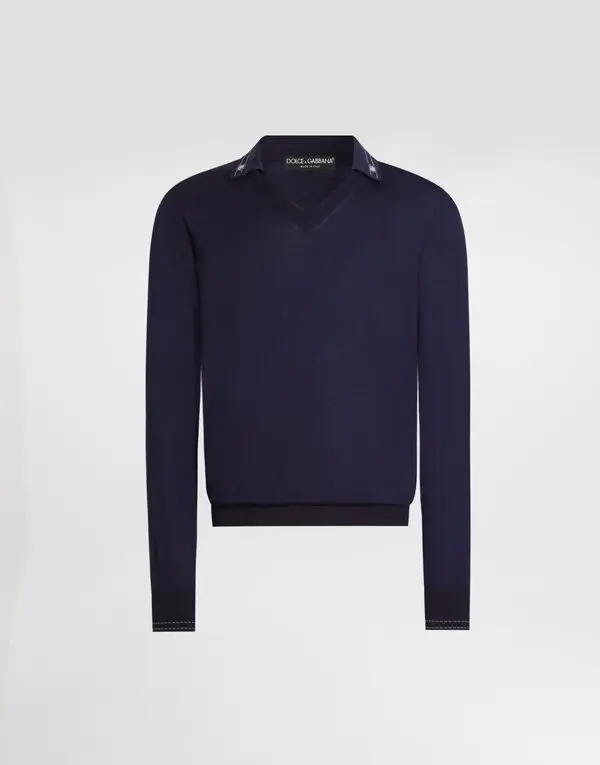Dolce & Gabbana Silk Polo Shirt Sweaters And Cardigans - Blue
