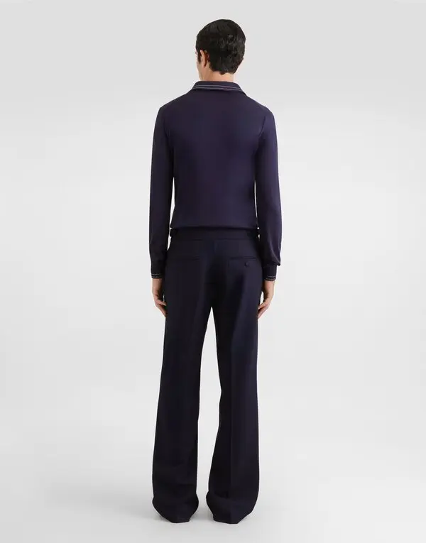 Dolce & Gabbana Silk Polo Shirt Sweaters And Cardigans - Blue