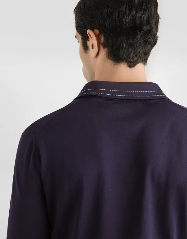 Dolce & Gabbana Silk Polo Shirt Sweaters And Cardigans - Blue