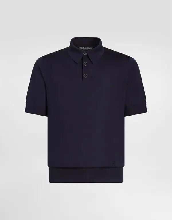 Dolce & Gabbana Silk Polo Shirt Sweaters And Cardigans - Blue