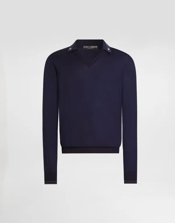 Dolce & Gabbana Silk Polo Shirt Sweaters And Cardigans - Blue