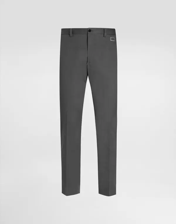 Dolce & Gabbana Tailored Stretch Cotton Gabardine Trousers - Grey