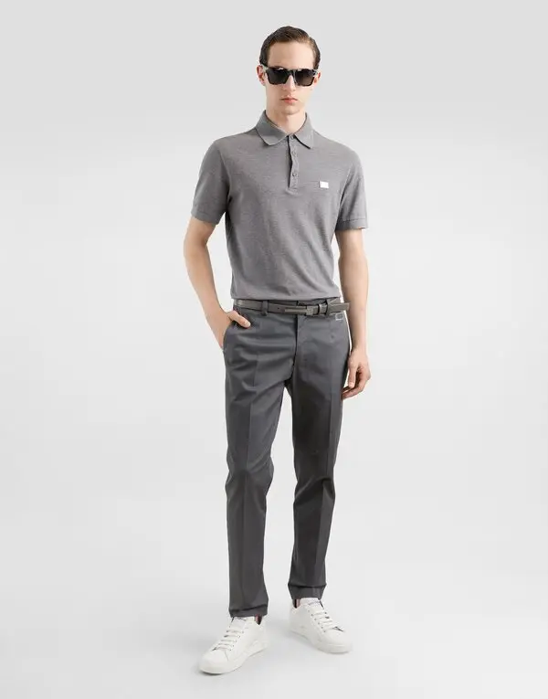 Dolce & Gabbana Tailored Stretch Cotton Gabardine Trousers - Grey
