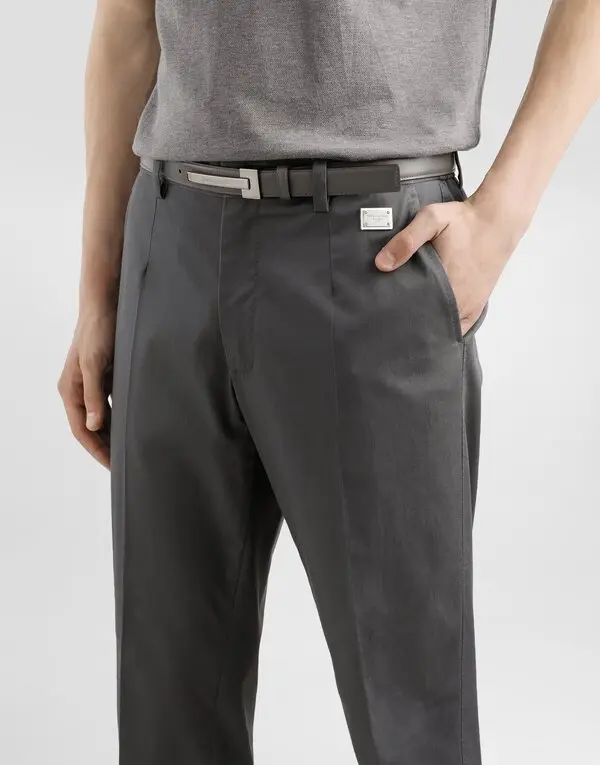 Dolce & Gabbana Tailored Stretch Cotton Gabardine Trousers - Grey