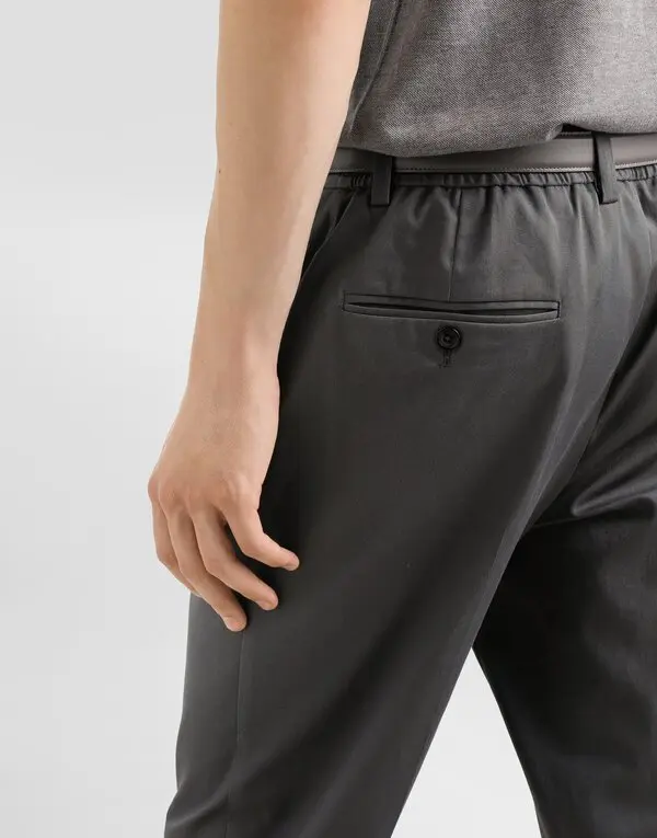 Dolce & Gabbana Tailored Stretch Cotton Gabardine Trousers - Grey