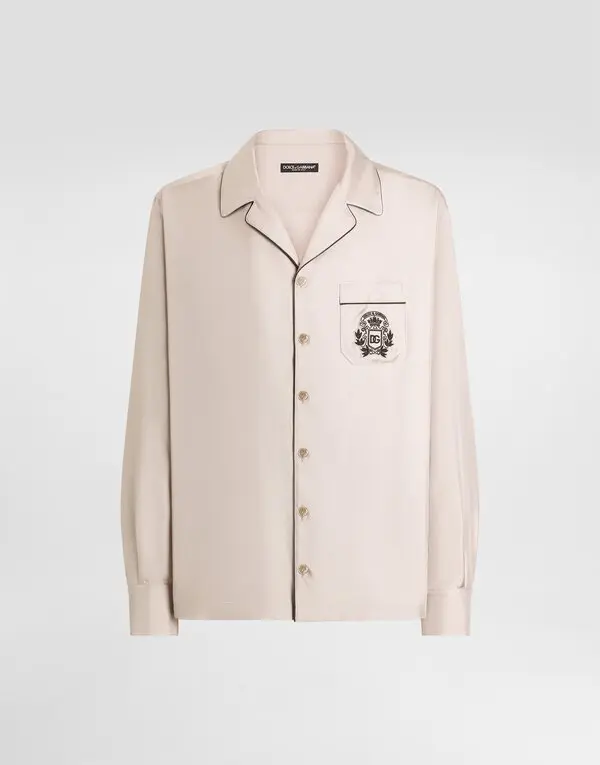 Dolce & Gabbana Silk Shirt With Embroidery Shirts - Beige
