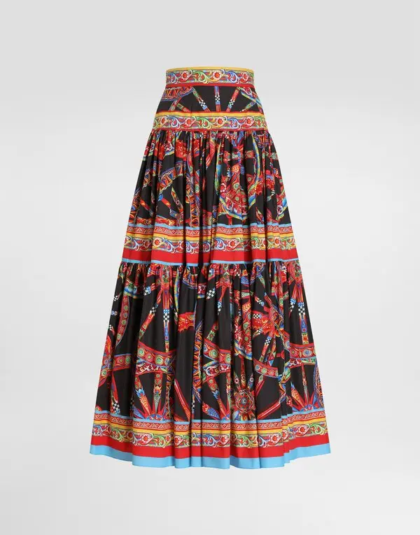 Dolce & Gabbana Carretto-print Poplin Maxi Skirt