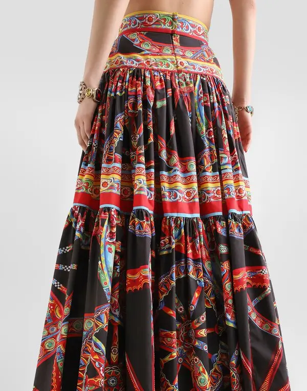 Dolce & Gabbana Carretto-print Poplin Maxi Skirt