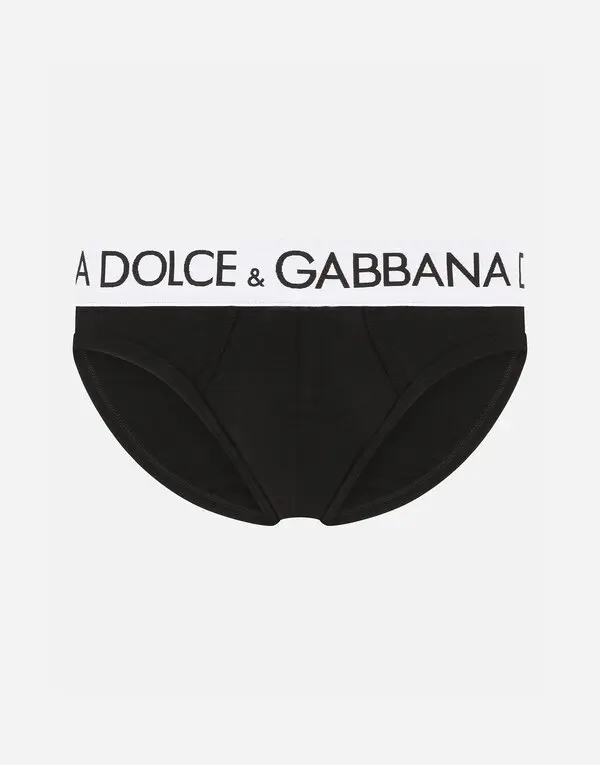 Dolce & Gabbana Mid-rise Briefs In Two-way Stretch Cotton Underwear And Loungewear Cotton - Black