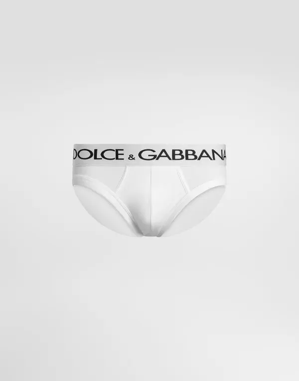 Dolce & Gabbana Mid-rise Briefs In Two-way Stretch Cotton Underwear And Loungewear Cotton - White
