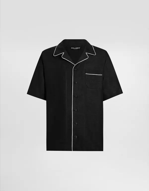 Dolce & Gabbana Linen Fabric Hawaiian Shirt Shirts - Black