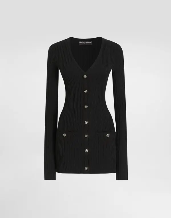 Dolce & Gabbana Virgin Wool Ribbed Cardigan Sweaters And Cardigans
