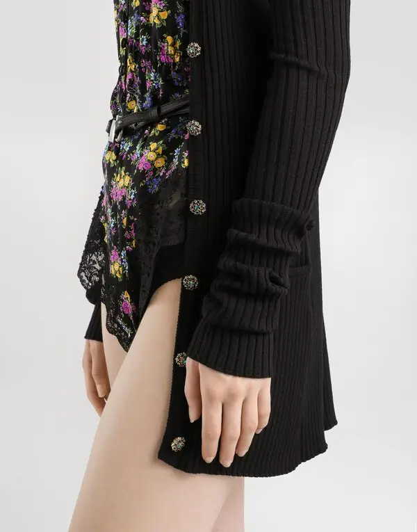 Dolce & Gabbana Virgin Wool Ribbed Cardigan Sweaters And Cardigans