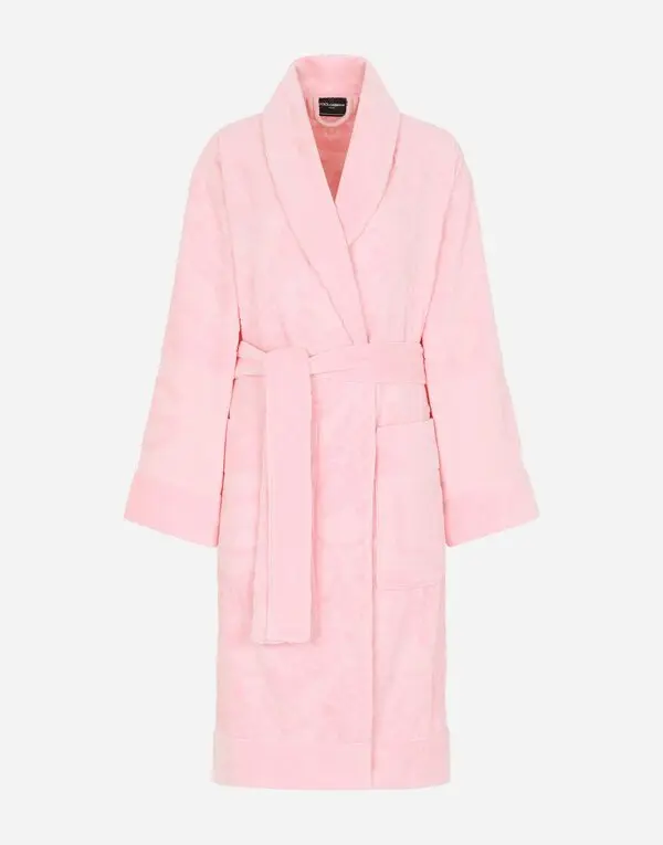 Dolce & Gabbana Bath Robe In Terry Cotton Jacquard Monochrome Bathrobes - Multicolor