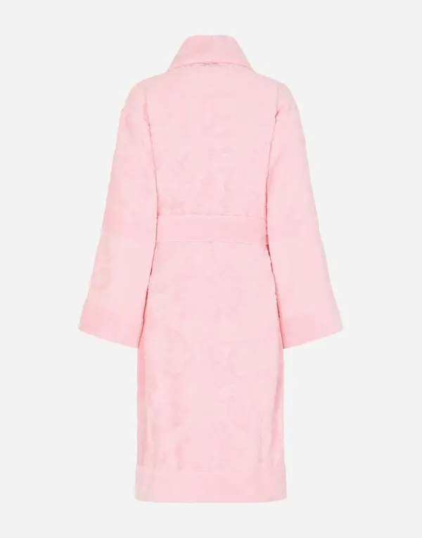 Dolce & Gabbana Bath Robe In Terry Cotton Jacquard Monochrome Bathrobes