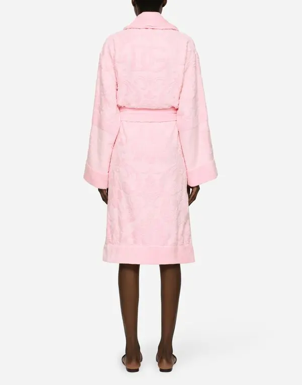 Dolce & Gabbana Bath Robe In Terry Cotton Jacquard Monochrome Bathrobes