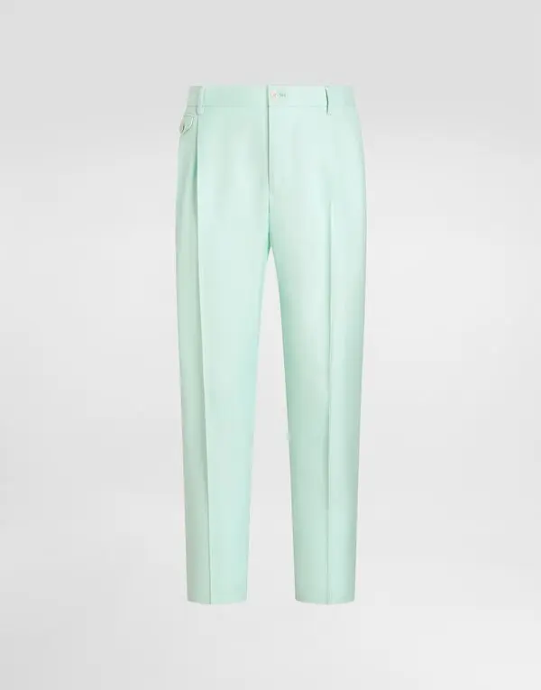 Dolce & Gabbana Silk Twill Jogging Pants With Dg-embroidered Patch - Azure