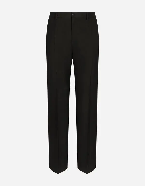 Dolce & Gabbana Silk Twill Jogging Pants With Dg-embroidered Patch - Black
