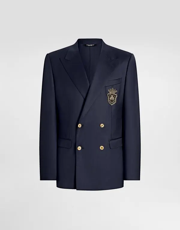 Dolce & Gabbana Double-breasted Wool Jacket With Patch Suits And Blazers