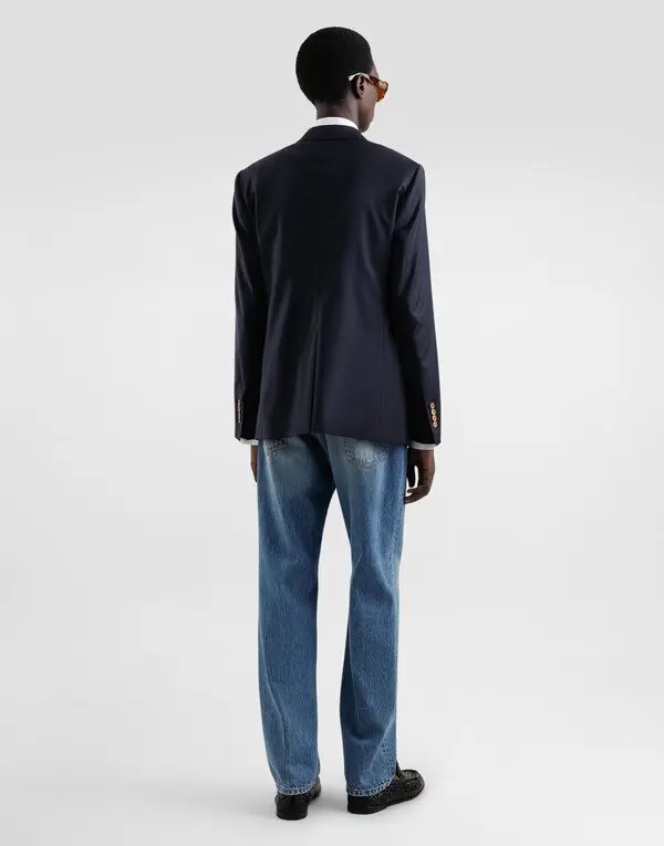 Dolce & Gabbana Double-breasted Wool Jacket With Patch Suits And Blazers